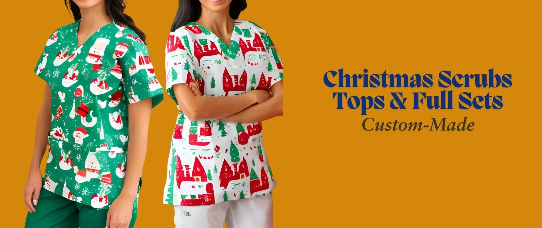 Christmas Scrub Tops & Sets | Custom Festival Designs